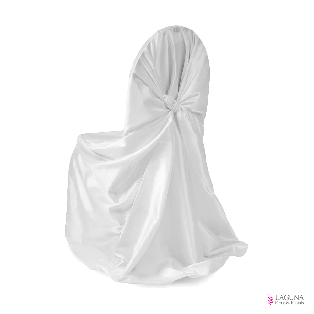 White Satin Chair Coverings – Classic Elegance