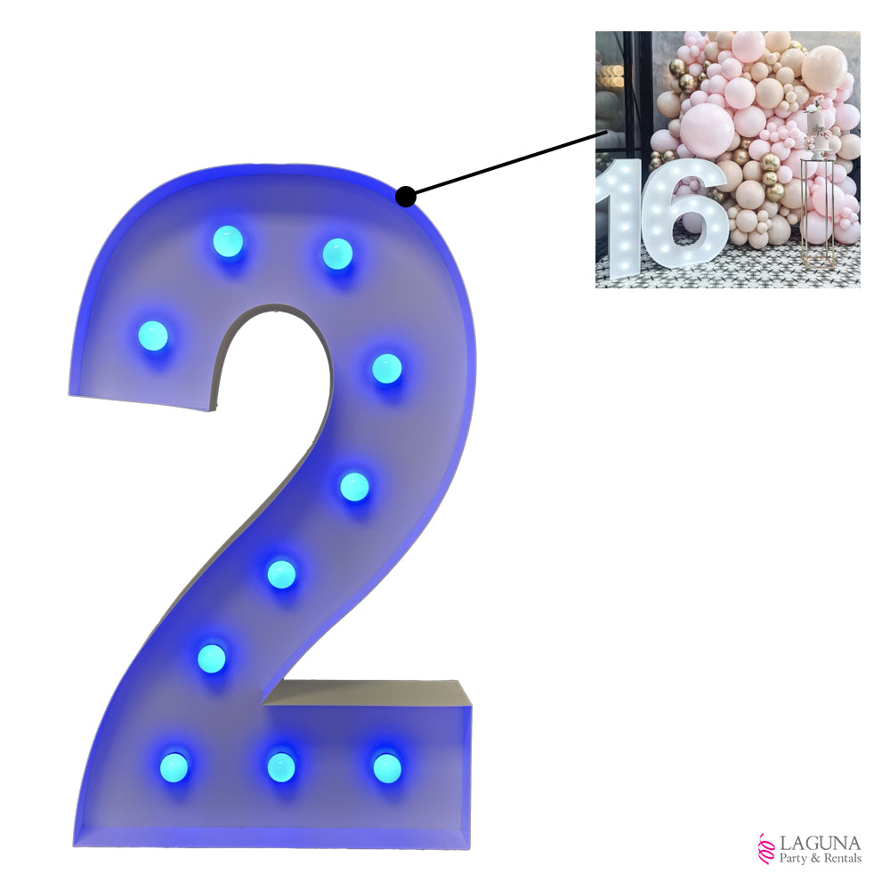 Number 2 LED Marquee – 46” Event Decor
