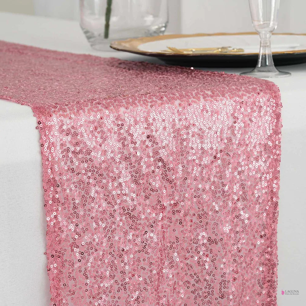 Table Runner, Sequin, Pink – lagunapartyandrentals