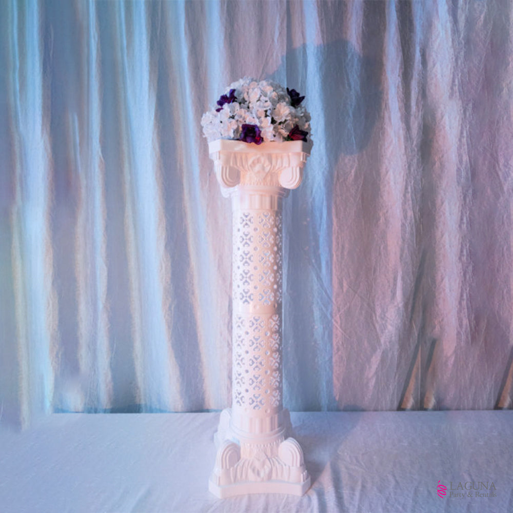 White Pedestal Column, Adjustable Height – lagunapartyandrentals