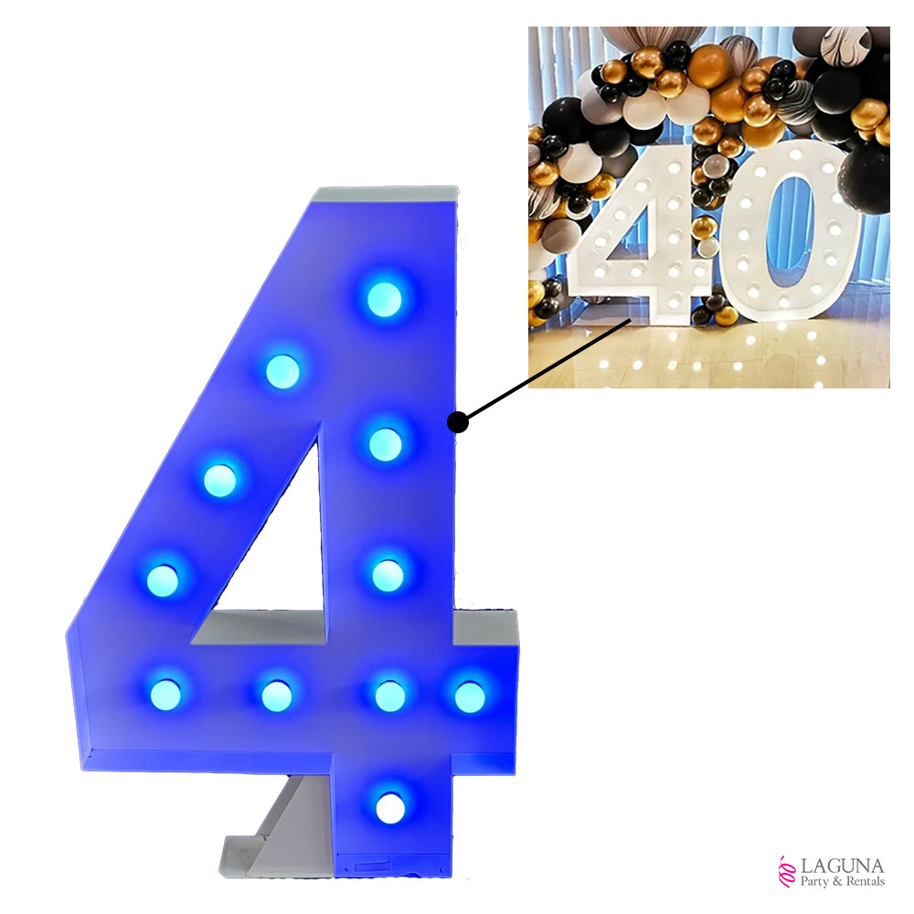 Number 4 LED Marquee – 46” Event Decor