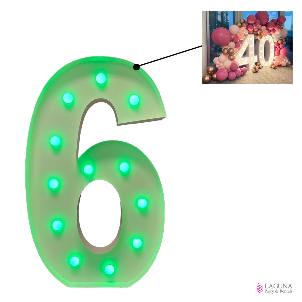 Number 6 LED Marquee – 46” Event Decor